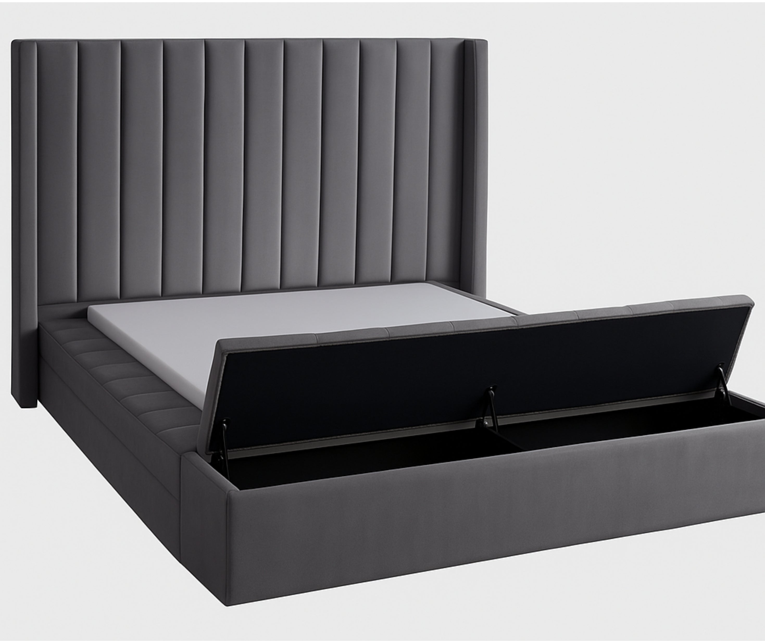 IF-5720 Grey Velvet Storage Bed with 3 Benches – Home to Sleep